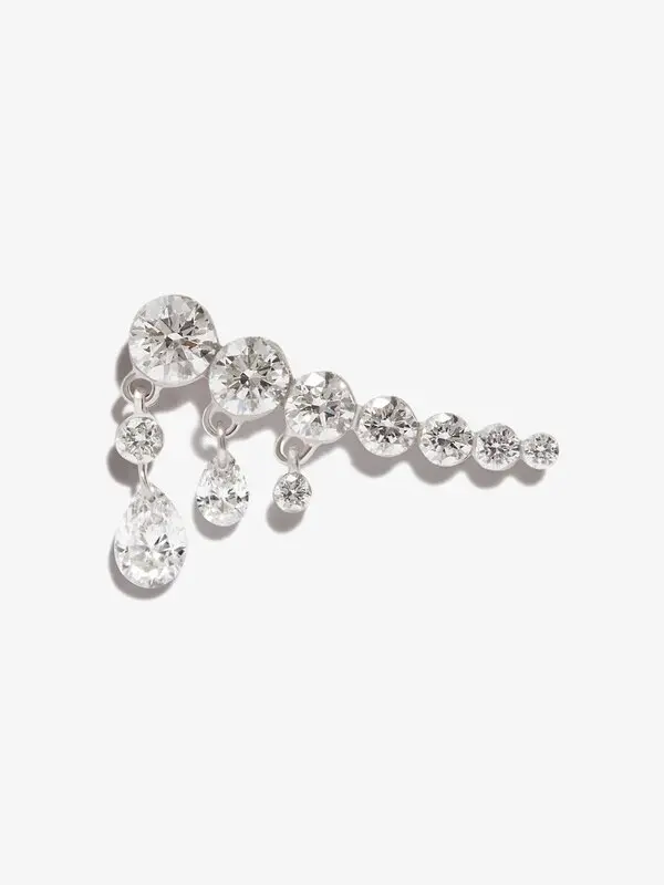 MARIA TASH 18k White Curve Crescendo Diamond Climber Earring