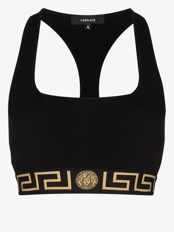 Versace Greca Border Bralette - Black | Editorialist