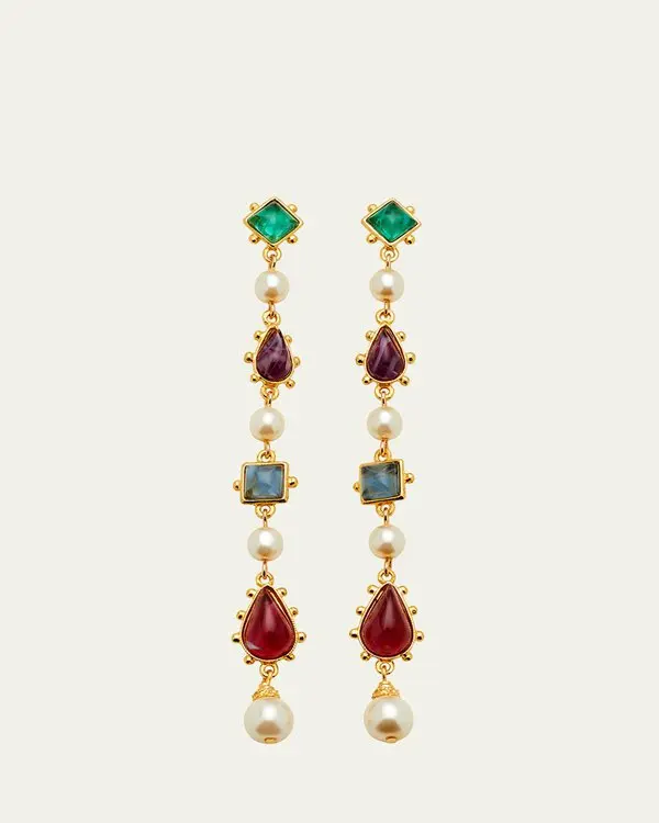 BEN-AMUN Byzantine Linear Dangle Earrings - Gold