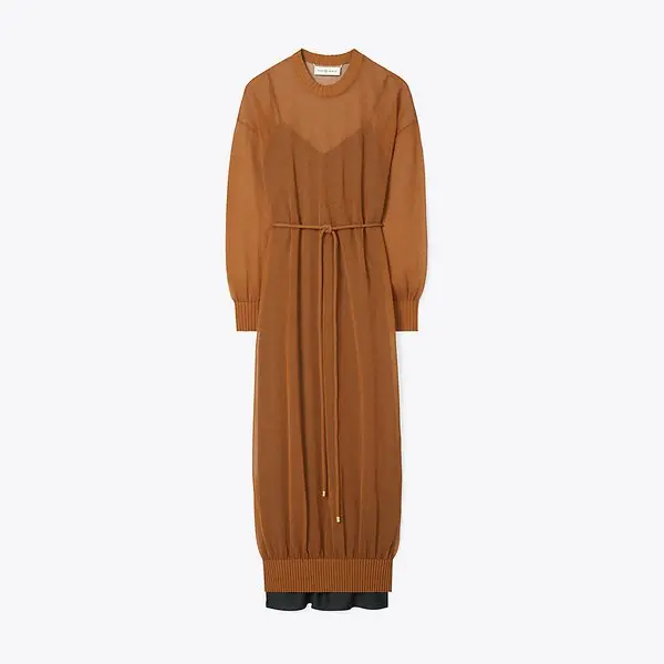 Tory Burch Sheer Knit Sweater Dress - Dark Brown Sugar | Editorialist
