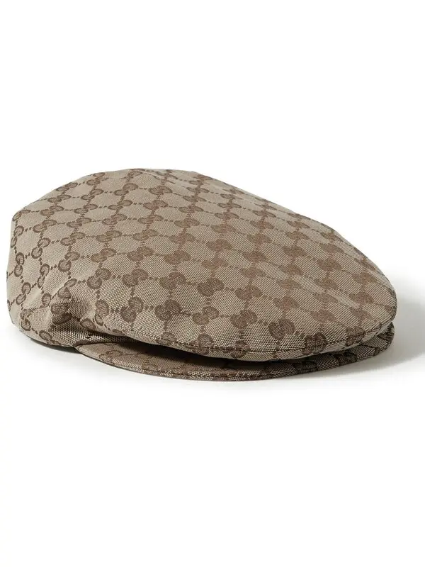 Gucci Logo-AppliquéD Monogrammed Canvas Flat Cap - Neutrals  display picture 2