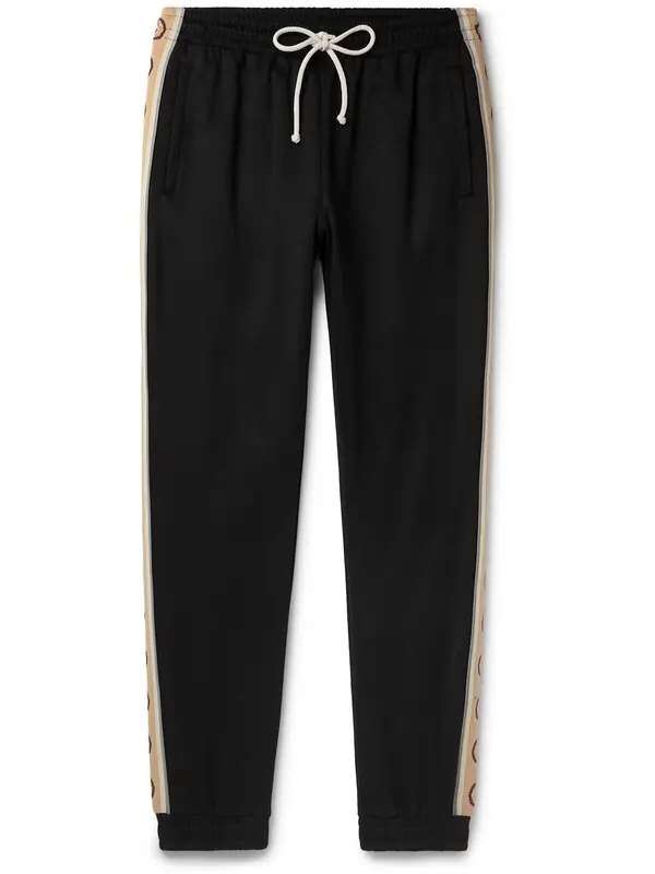 Gucci Tapered Logo-Jacquard Webbing-Trimmed Tech-Jersey Track 