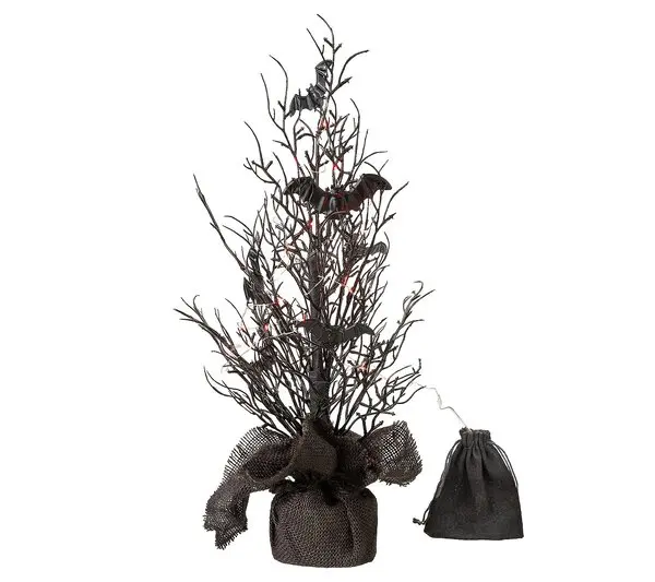 GLITZHOME 20' Batty Halloween Led Lighted Table Tree Decor