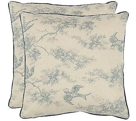 SAFAVIEH Set Of 2 18'x18' Katie Floral Applique Toile Pillows