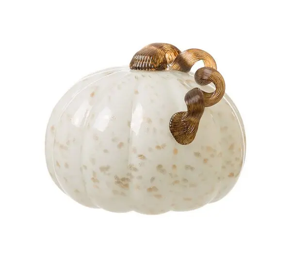 GLITZHOME Modern Round Glass Decorative Indoor Umpkin W/ Stem