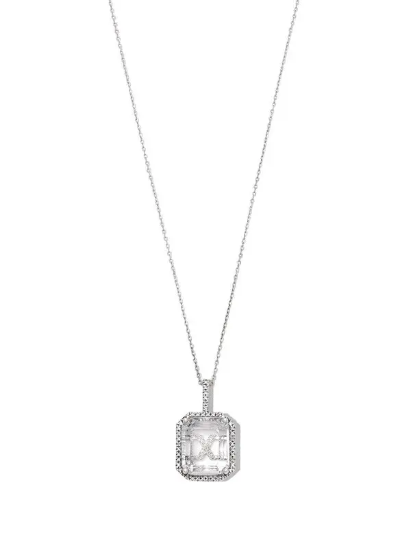 Mateo 14kt White Gold Initial X Diamond And Quartz Pendant Necklace