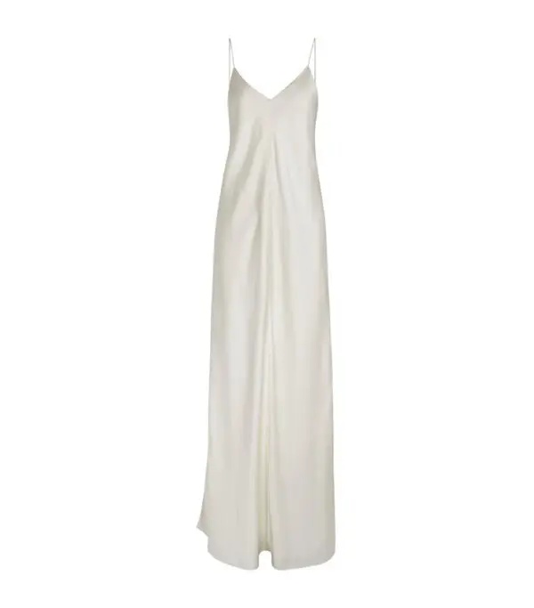 The Row Silk Satin Guinevere Maxi Dress - White | Editorialist