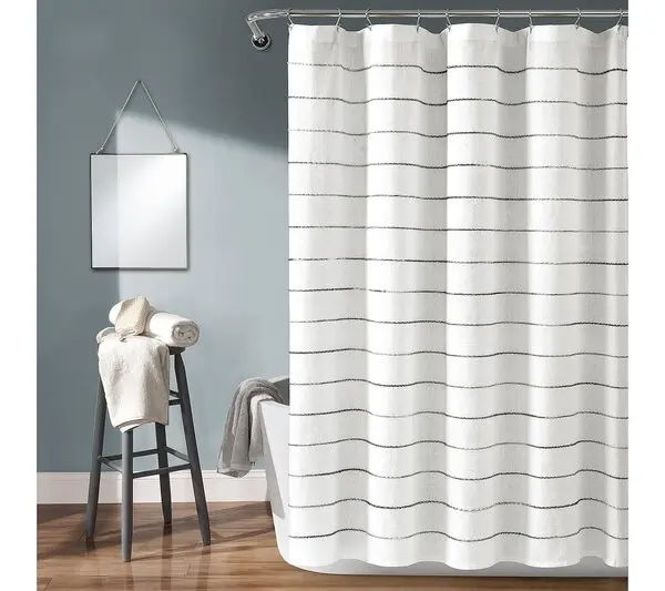 LUSH DECOR Ombre Stripe Yarn Dyed 72'x72' Shower Curtain B Y