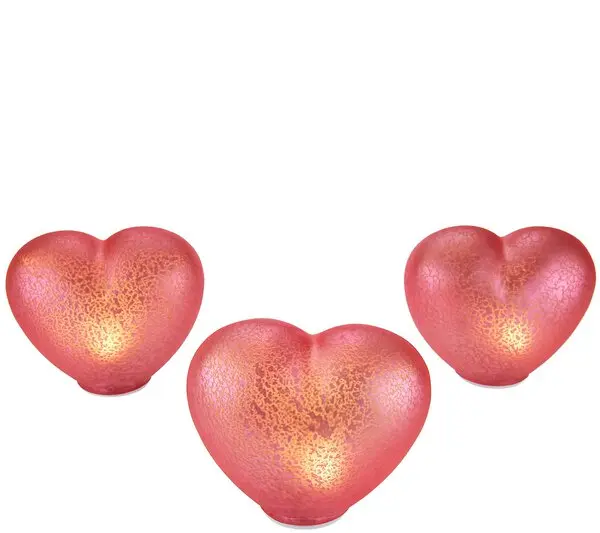 VALERIE PARR HILL As Is Set/3 Illuminated Mercury Glass Hearts Valerie
