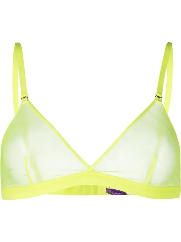 MAISON CLOSE Sheer Triangle-cup Bra - Yellow