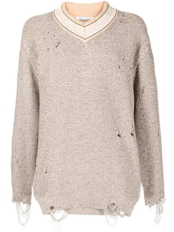 CHILDREN OF THE DISCORDANCE 5g Distressed V-neck Jumper
