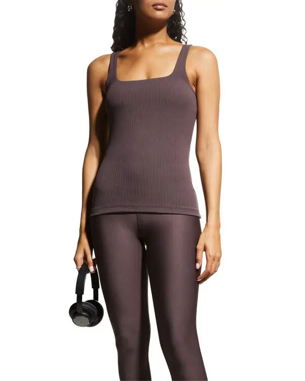 Alo Minimalist Ribbed Tank - Raisin | Editorialist