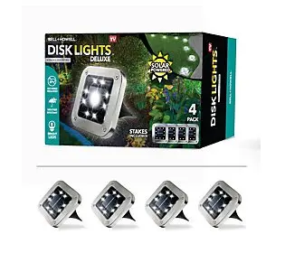 BELL & HOWELL Bell + Howell Solar Powered Outdoor Square Disk Lights 4 Pack
