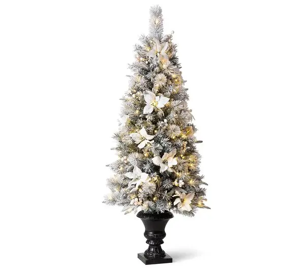 GLITZHOME 5ft Pre-lit Pine Lighted Faux Christm S Porch Tree