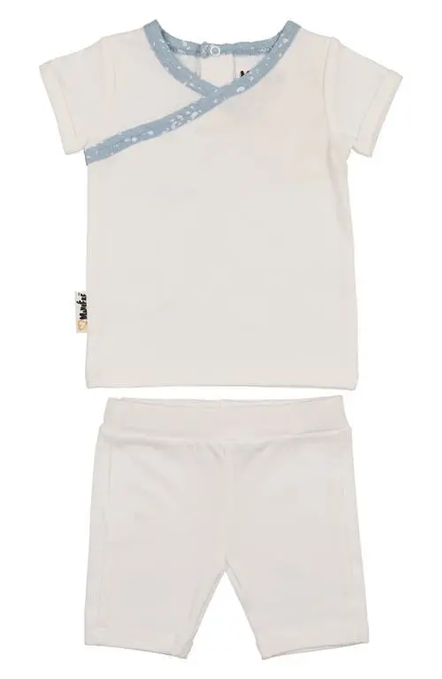 MANIÈRE Cotton Blend T-shirt & Shorts Set - White/powder Blue