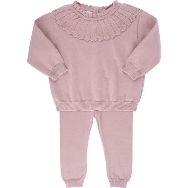 FELTMAN BROTHERS Scallop Collar Sweater & Pants Set - Mauve
