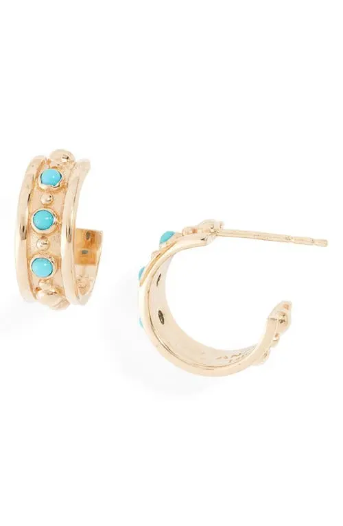 Anzie Dew Drop Marine Huggie Hoop Earrings - Turquoise