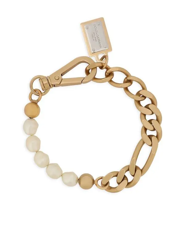 Dolce & Gabbana Pearl-embellished Chain-link Bracelet