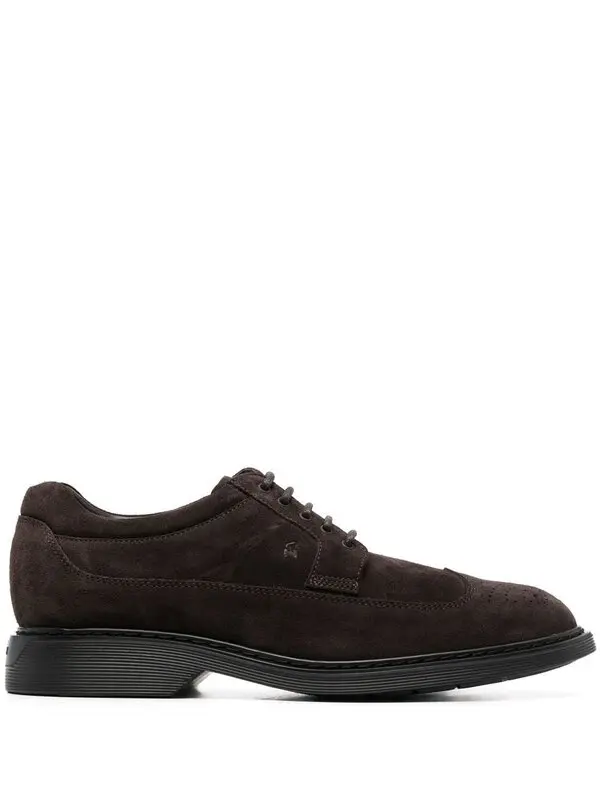 Hogan Lace-up Suede Brogues - Brown