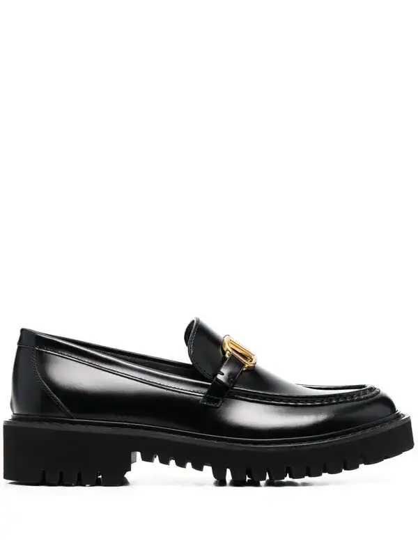 Valentino Garavani Vlogo Signature Leather Loafers - Black