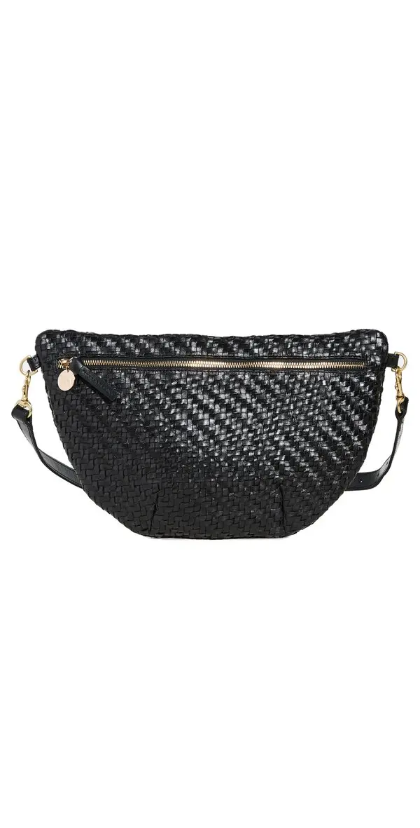 Clare V. Grande Fanny Pack - Black Woven Zig-zag