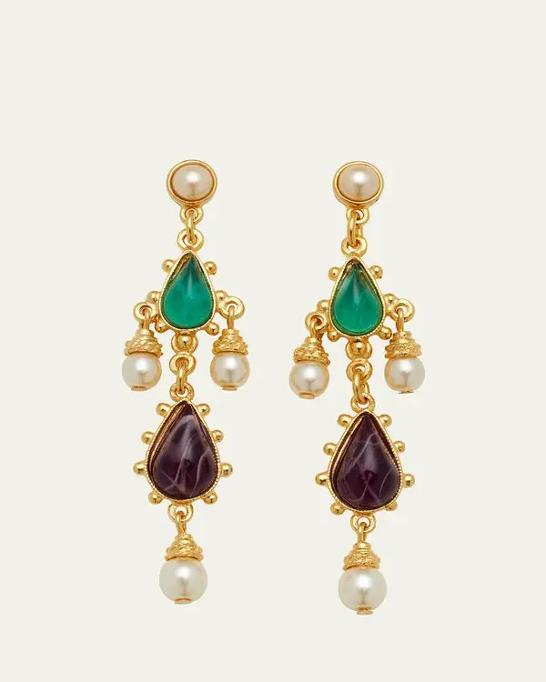 BEN-AMUN Stone And Pearl Earrings