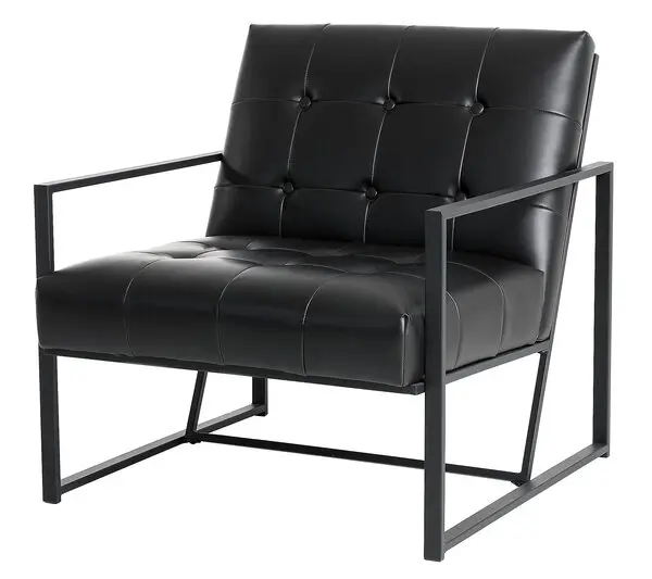 GLITZHOME High Style Button Tufted Leatherette Ccent Chair
