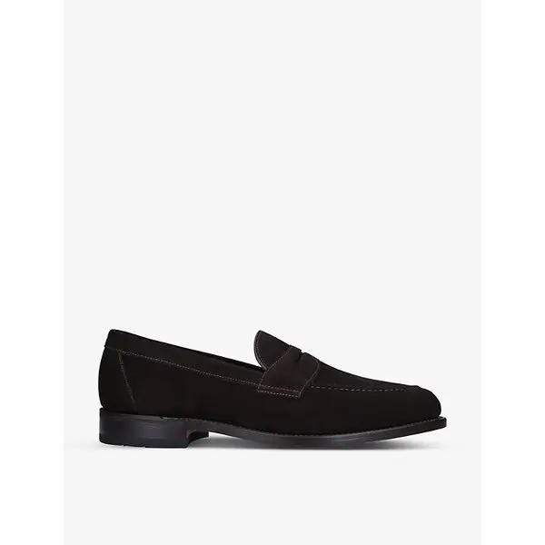 LOAKE Imperial Strap Suede Loafers - Dark Brown