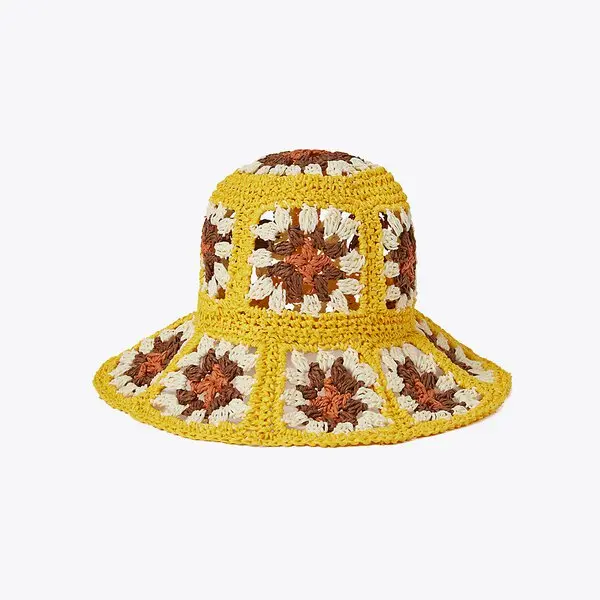Straw Tory Burch Sun Hat Tory Burch Straw Crochet Short-Brim