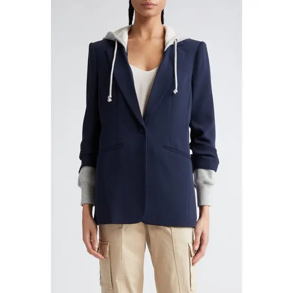 Cinq À Sept Hooded Khloe Jacket - Navy/heather Grey