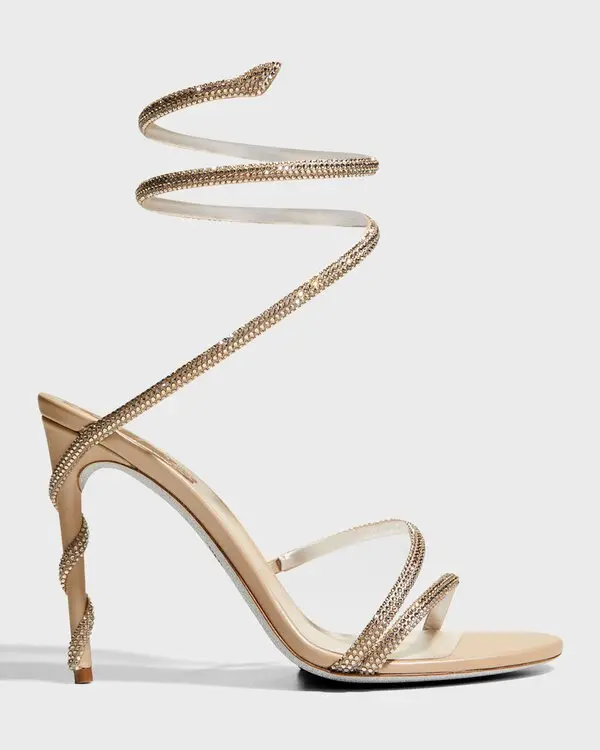 Rene Caovilla Snake-wrap Strass Stiletto Sandals