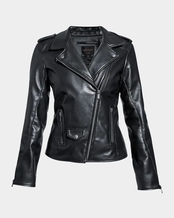 AS By DF Cult Recycled Leather Moto Jacket - Black