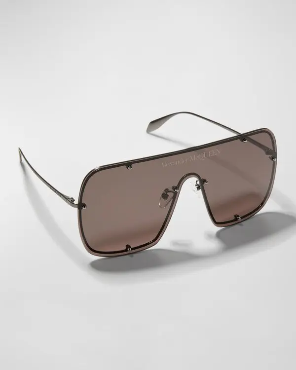 Alexander McQueen Studded Shield Sunglasses - Ruthenium