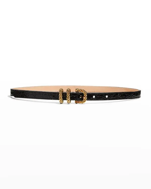 By Far Kat Croc-embossed Belt
