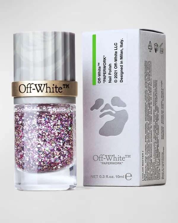 Off-White Paperwork Color Matter Glitter Nail Polish, Acid