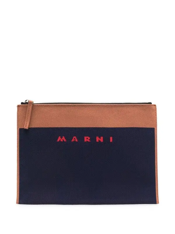 Marni Logo Print Clutch - Blue