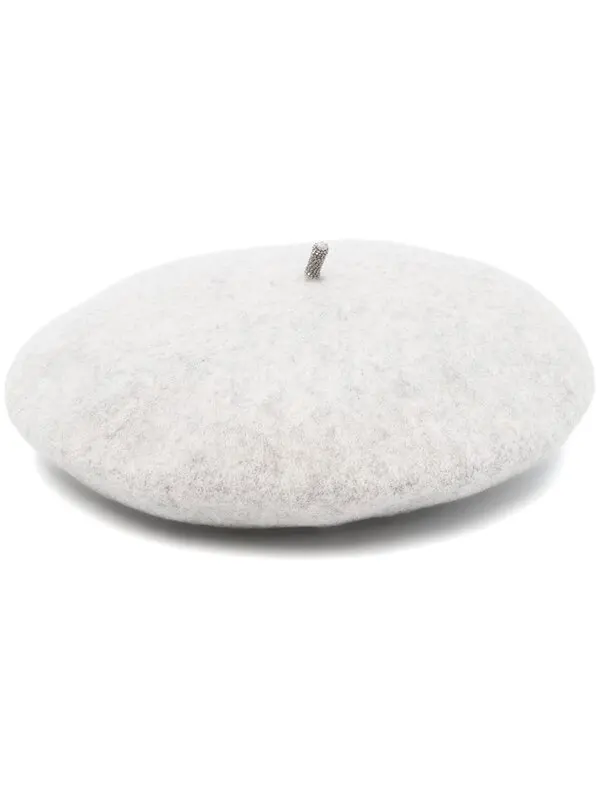 Brunello Cucinelli Bead Embellished Beret - Grey