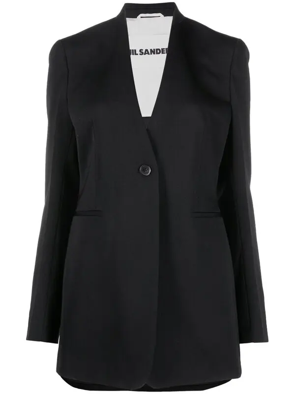 JIL SANDER Lapelless Single-breasted Blazer - Black
