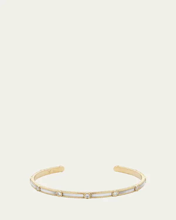 VILTIER Rayon Bangle With Diamonds And Mother-of-pearl - Gold