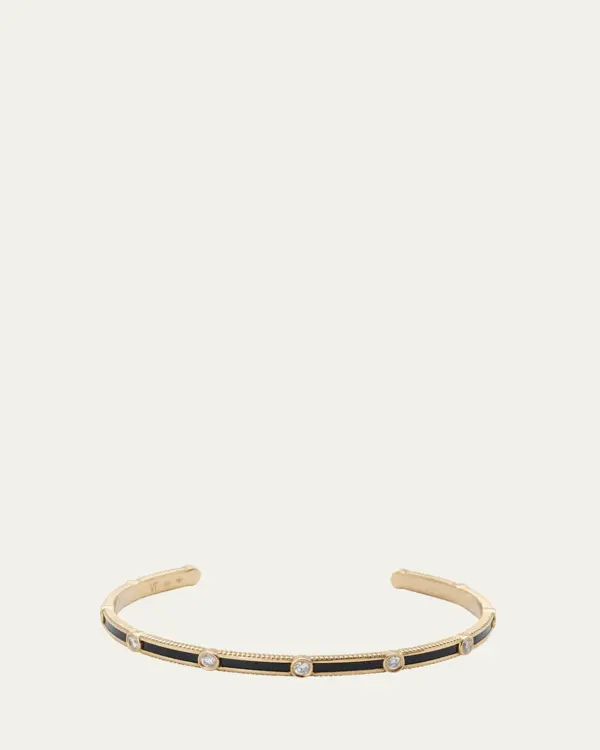 VILTIER Rayon Bangle In 18k Yellow Diamonds And Onyx - Gold