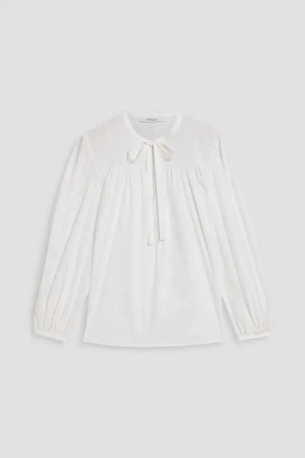 Derek Lam 10 Crosby Shirred Cotton-blend Poplin Blouse