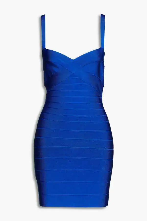 Herve Leger Bandage Mini Dress In Bright Blue - 85% Off | Editorialist