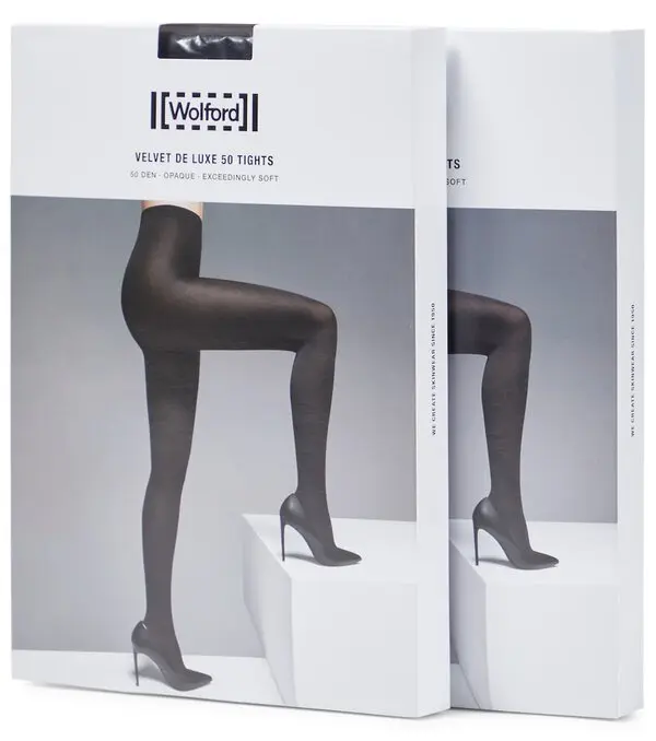 Wolford Velvet De Luxe 50 Tights Set Of 2 - Black