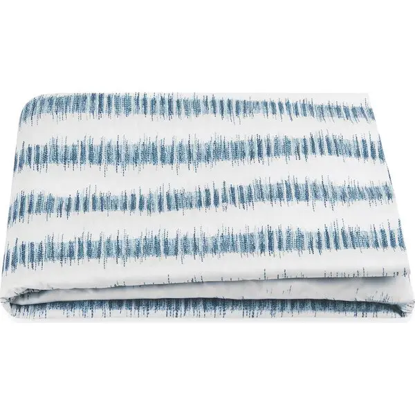 MATOUK Attleboro Stripe Print 500 Thread Count Cotton Fitted Sheet - Prussian Blue
