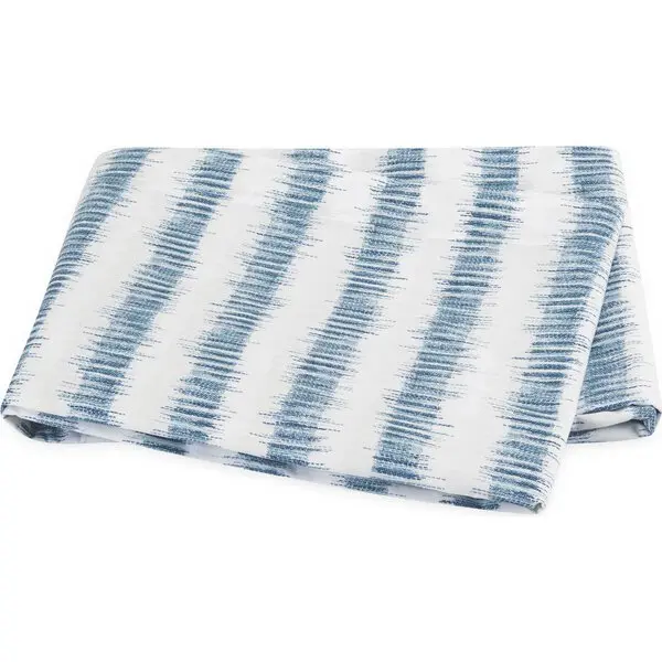 MATOUK Attleboro Stripe Print 500 Thread Count Cotton Flat Sheet - Prussian Blue