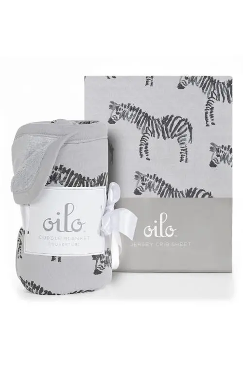 OILO Zebra Cuddle Blanket & Fitted Crib Sheet Set
