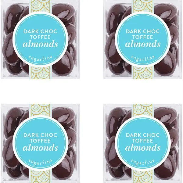 SUGARFINA Set Of 4 Dark Chocolate Toffee Almonds Candy Cubes