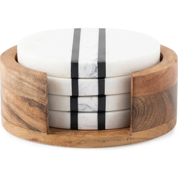 JULISKA Stonewood Stripe Set Of 4 Coasters - Natural