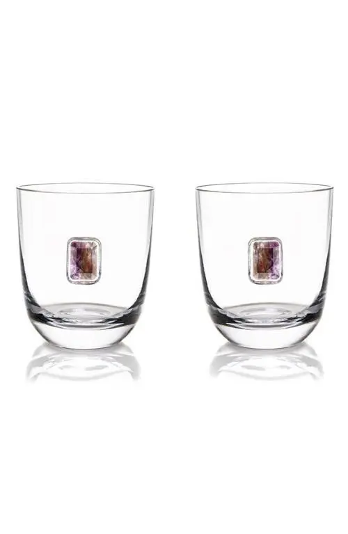 ANNA NEW YORK Elevo Set Of 2 Double Old Fashioned Glasses - Smoke Agate