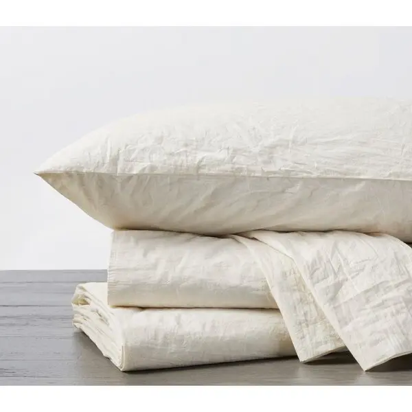 COYUCHI Set Of 2 Organic Crinkled Percale Pillowcases - Undyed